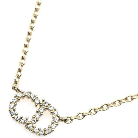 Dior | Jewelry | Dior Cd Logo Rhinestone Necklace Silver | Poshmark